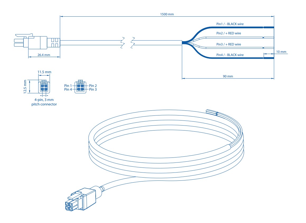 Teltonika PR2PL15B Power Cable with 4-Way Open Wire