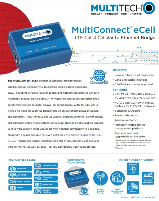 MultiTech MTE-LAT6-B07-US 4G/LTE Cat 4 Cellular-to-Ethernet Bridge | US ...