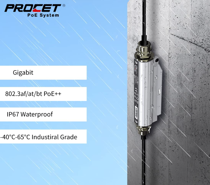 Procet POE PT-PR01G-OT PoE Surge Protector | RJ-45 | 60 W | Embedded Works