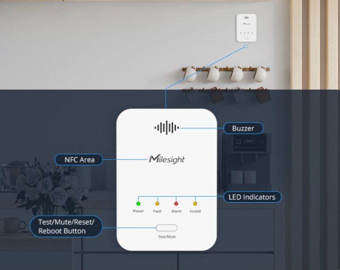 Milesight GS101 LoRaWAN Residential Gas Detector | 5 Years | Self-Test ...